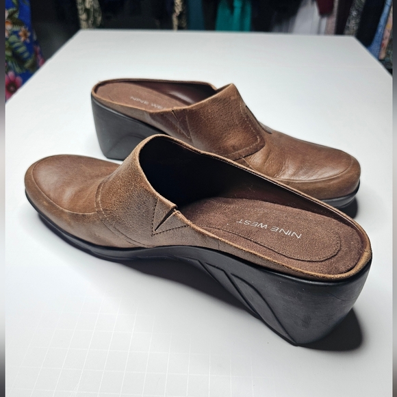 Nine West | Shoes | Nine West Brown Tan Leather Mule Shoe Size 95m Slip ...